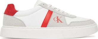 Calvin Klein Sneakers Mixed Texture Lace Up Cupsole Trainers YM0YM01395 Wei&szlig;