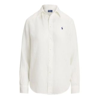 Ralph Lauren Femme, Blouses et Chemises, Blanc, Taille: 40 FR Chemise en lin coupe classique