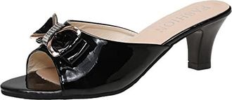 Generic Dude Sandales pour femme tendance printemps et été Sandales avec noeud et bouche de poisson Strass Talon moyen Style décontracté Sandales pour femme 5