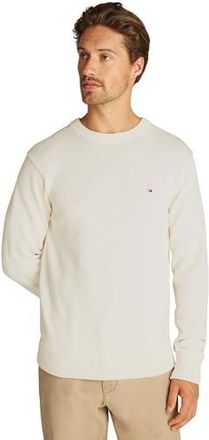 Tommy Hilfiger Pull Homme Chunky Cotton Crew Neck Pull en Maille, Ivoire (Ivory Petal), XXL