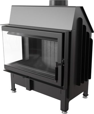 Kratki Kamineinsatz ZIBI Links 11 kW Kaminkassette - Holzkamin - 2.BImSchV 15a B-Vg - Lufteinlass 125mm - Schwarzfarbe Kaminverkleidung - Hersteller KRATKI