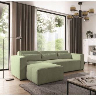 Fun M&ouml;bel Ecksofa Schlafsofa waldo Stoff Brooklyn Hellgr&uuml;n Ottomane Links