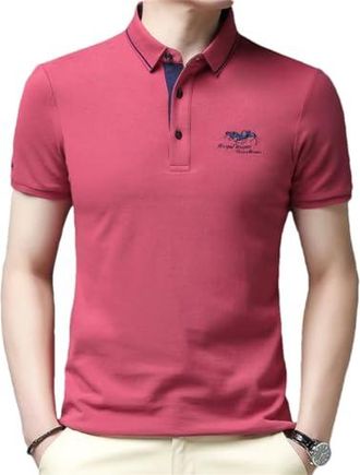 Generic Polo brod&eacute; d&eacute;contract&eacute; &agrave; manches courtes pour homme - T-shirt confortable et respirant, Rouge, XXL
