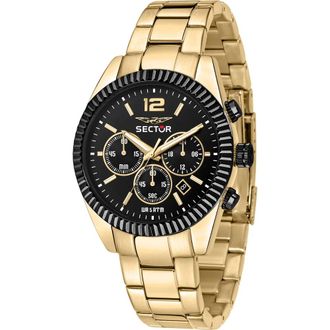 Sector Chronograph Schwarzes Zifferblatt Gold Armbanduhr - - Accessories - Herren - Gelb - ONE SIZE
