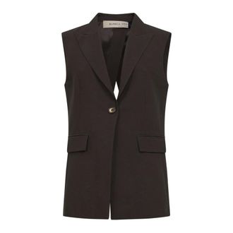 Blanca Vita Femme, Vestes, Brun, Taille: 38 FR Veste sans manches &agrave; revers en pointe