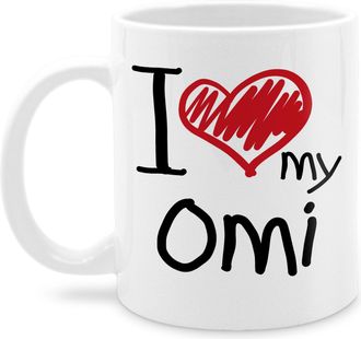 Shirtracer Tasse Tassen 325ml - Oma Großmutter - I love my Omi schwarz - 325 ml - Weiß - oma-tasse für omas kaffeetasse omilein grandma geschenke granny geschenk