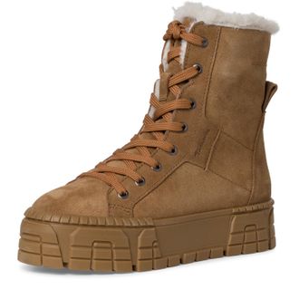 Tamaris Damen Schn&uuml;rstiefel Leder Winter gef&uuml;ttert; BROWN/braun; 40 EU