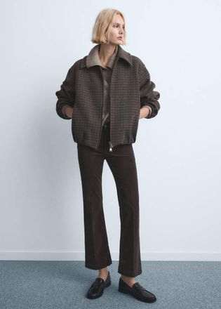 Mango Jean flare velours c&ocirc;tel&eacute; chocolat - Femme - 48 - MANGO