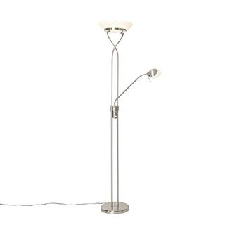 QAZQA empoli - LED Dimmable Lampadaire avec lampe de lecture variateur inclus - 1 lumi&egrave;re - H 1800 mm - Acier - Moderne - &eacute;clairage int&eacute;rieur - Salon I Cham