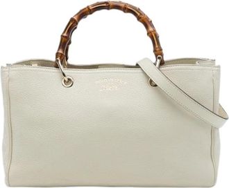 Gucci Sac bandouli&egrave;re Bamboo Shopper Pre-owned - Femme - Pre-owned - Blanc - Taille: ONE Size