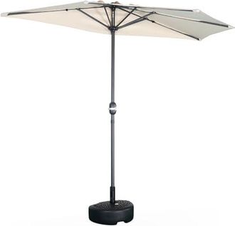Alice's Garden Parasol de balcon &Oslash;250cm - CALVI - Demi-parasol droit. m&acirc;t central en aluminium avec manivelle douverture. toile sable