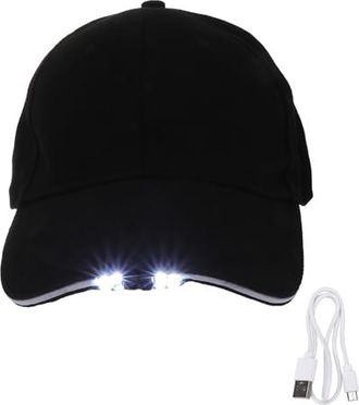 IFUNDOM Casquette de Baseball Lumineuse LED Noire en Coton Visi&egrave;re Phosphorescente Taille R&eacute;glable Fermeture Auto-Agrippante Accessoire Ext&eacute;rieur pour Activit