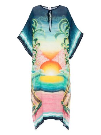 Casablanca robe en soie à coupe longue - Bleu