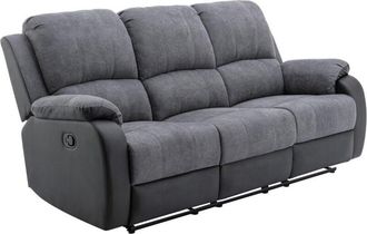 Vente-Unique Vente-unique - Canapé 3 places relax en microfibre et simili gris et noir brody