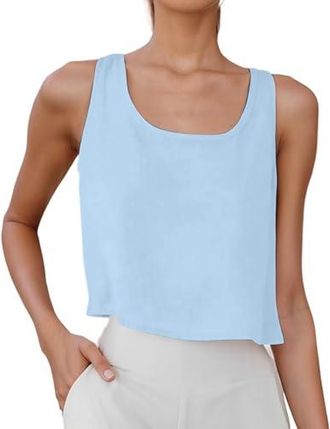 Generic D&eacute;bardeur Femme Coton Tank Top D&eacute;bardeur d&eacute;contract&eacute; en m&eacute;lange de Lin pour Femmes sans Manches avec Fermeture &agrave; Boutons pour Un Style Facile et Confo