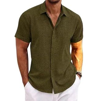 Generic Chemise extensible infroissable et infroissable, vert olive, 3XL