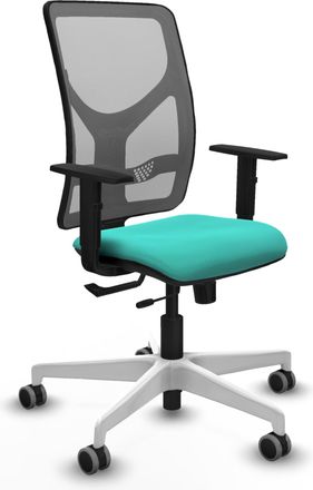 Piqueras y Crespo Hochlehner B&uuml;rostuhl mit 1D-Armlehnen, h&ouml;henverstellbare Lendenwirbelst&uuml;tze, ausgestattet mit Syncro/Traslack und Schneideschaum, Grau/T&uuml;rkis