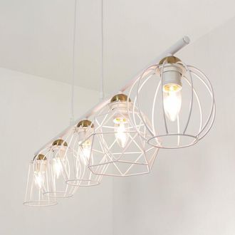 Licht-Erlebnisse Suspension Table &agrave; manger Blanc Fil de fer Abat-jour