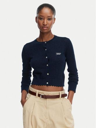 Tommy Jeans Strickjacke Pointelle DW0DW22931 Dunkelblau Regular Fit