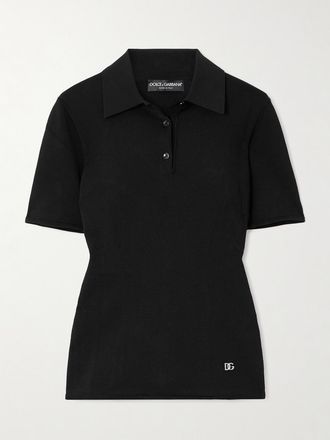 Dolce & Gabbana Polo En Jersey À Appliqué - Noir