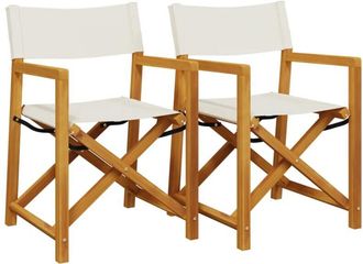 vidaXL Klappbare Regiestühle 2 Stk. Cremeweiß Stoff vidaXL