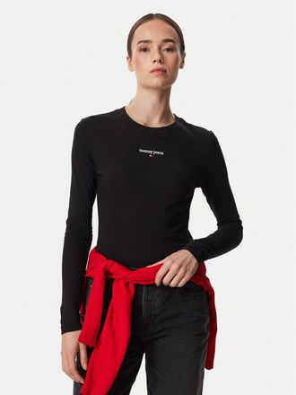 Tommy Jeans Bluse Classic Logo DW0DW23248 Schwarz Slim Fit