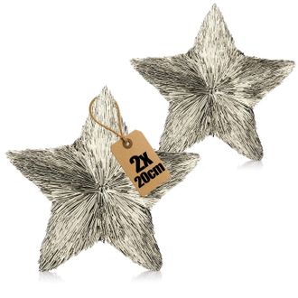 Com-Four 2X Deko-Stern 3D aus Kunststoff - metallisch glänzender Dekostern - Klassische Dekoration für Winter und Weihnachten - ca. 20cm (2X champagnerfarben)