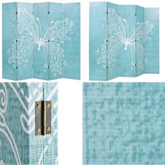 vidaXL Raumteiler klappbar 200 x 170 cm Schmetterling Blau - Raumteiler - Paravent - Wandteiler - Wohnbereich - Dekoration - Home & Living