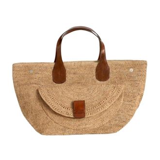 Ibeliv Femme, Sacs, Beige, Taille: ONE Size Sac en Cuir et Raphia
