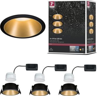 Paulmann 93404 LED Einbauleuchte Cole rund incl 3x6W dimmbar Einbaustrahler Schwarz, Gold matt Einbaulampe Kunststoff, Alu Zink Deckenspot 2700K