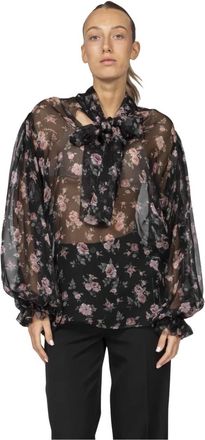 Dolce & Gabbana Femme, Blouses et Chemises, Multicolore, Taille: 34 FR Haut en mousseline de soie imprim&eacute; roses vintage
