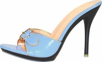 Miyoopark Mules sexy pour femme avec talon aiguille Mule d&eacute;t&eacute;, T13 bleu clair, 43 EU
