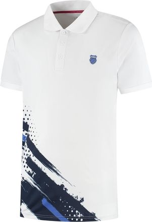 K-Swiss Hypercourt Print Polo Stripe Tennis/Padel Shirt - Wei&szlig;/Marine/Dazzling Blue | Herren Performance