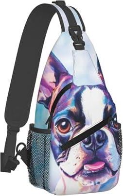 Generic R&eacute;glable Sacoche Port&eacute; &eacute;paule Art du chien de compagnie Sling Bag Durable Sac DEpaule pour Randonn&eacute;e Cyclisme Femme