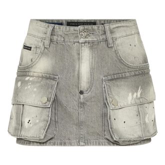 Philipp Plein Denim Cargo Minirock - - Skirts - Damen - Grau - S