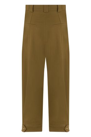 Max Mara Womens Trousers High-Waist Straight Khaki Cotton