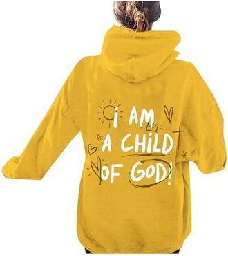 Generico Sweatshirt chrétien pour femme décontracté à la mode imprimé Sweat-shirt à capuche à manches longues Pull confortable avec grande poche pour la Saint-