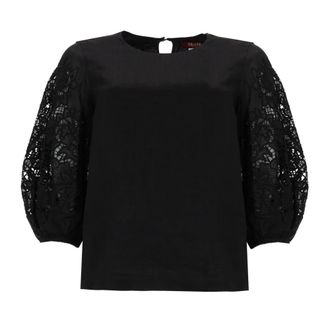 Max Mara Mstordine Macram&eacute; Sleeve Top - - Tops - Damen - Schwarzk - XS