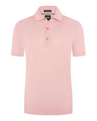 HUGO BOSS Leichtes Feinstrick-Poloshirt aus Schurwolle in