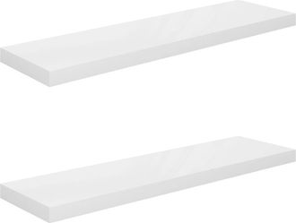 Generic Schwebendes Wandregal, 4 St&uuml;ck, MDF, Hochglanz-Wei&szlig;, Schwebendes Regal, 23/40/50/60/80/90/120 cm, Wandregal f&uuml;r Wohnzimmer/Arbeitszimmer/Bad/K&uuml;che (90