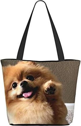 AOOEDM Sac shopping pour femme chien de Pom&eacute;ranie 33 x 28 x 17 cm. Le cadeau parfait pour la Saint-Valentin. Cest de la Saint-Valentin pour maman, fille, &eacute;po