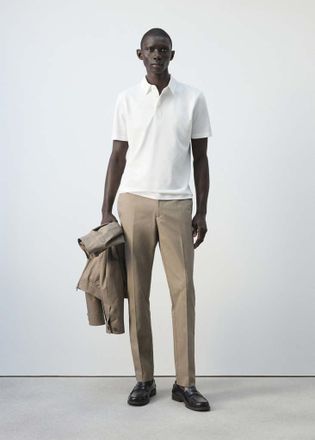 Mango Polo piqu&eacute; slim-fit blanc - Homme - XXL - MANGO MAN