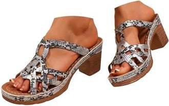 Generic Sandales &agrave; talon &eacute;pais pour femme 2026 - Sandales orthop&eacute;diques habill&eacute;es et d&eacute;contract&eacute;es - Soutien de la vo&ucirc;te plantaire - Confortables &agrave; enfiler - 