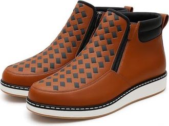 Generic Bottes de cowboy occidentales fabriqu&eacute;es &agrave; la main pour homme, bout carr&eacute;, chaussures de travail orthop&eacute;diques en cuir tiss&eacute;es &agrave; la main avec fermetur