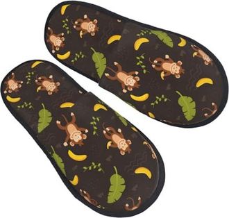 Generic Pantoufle Maison Motif Mignon De Singe Et De Banane Hiver Pantoufles Portative Hiver Chaussures Chaudes Doux Chaussons Maison Pour Maison H&ocirc;tels Salon