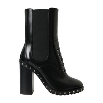 Dolce & Gabbana Femme, Chaussures, Noir, Taille: 36 EU LaceUp Studded Bottes