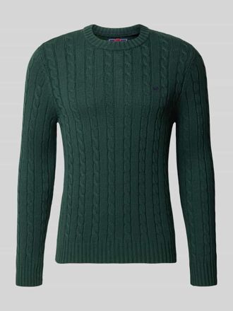 Superdry Strickpullover mit Zopfmuster und Rundhalsausschnitt