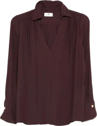 Elisabetta Franchi Femme, Blouses et Chemises, Brun, Taille: 40 FR Cacao Viscose Shirt