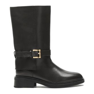 Kazar Femme, Chaussures, Noir, Taille: 38 EU Bottes plates en cuir d&eacute;cor&eacute;es dune sangle