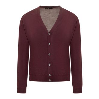 FILIPPO DE LAURENTIIS Royal Merino Wollstrickjacke - - Knitwear - Herren - Rot - 4XL